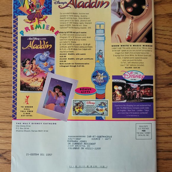 Disney | Toys | Disney Catalog From Fall 993 Aladdin Darkwing Duck 3 ...